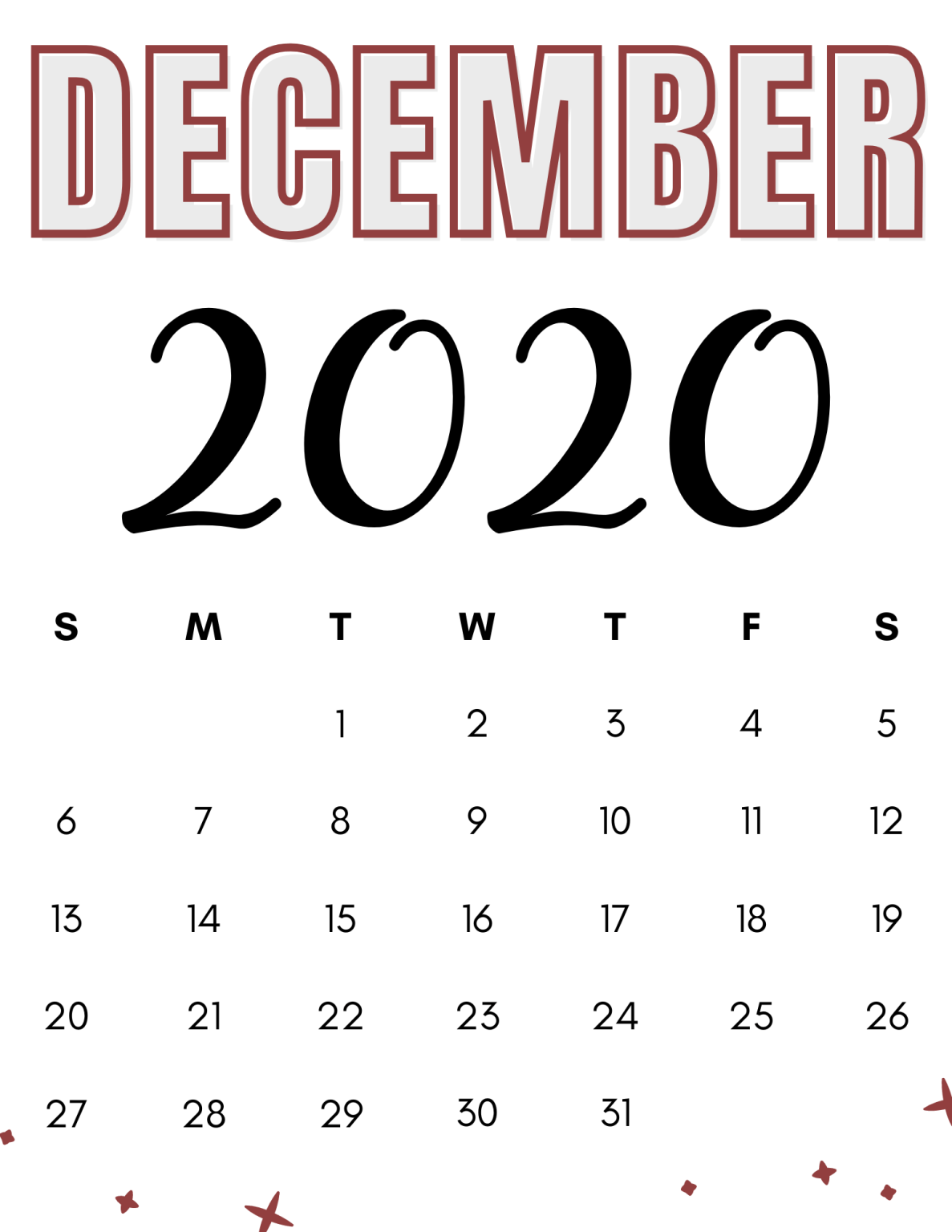 December 2020 Calendar: 10 Free Printable Designs! – KorraShay.com