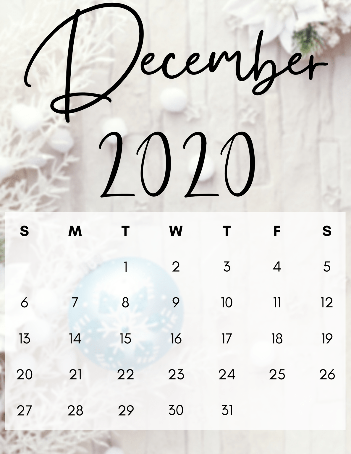December 2020 Calendar: 10 Free Printable Designs! – KorraShay.com