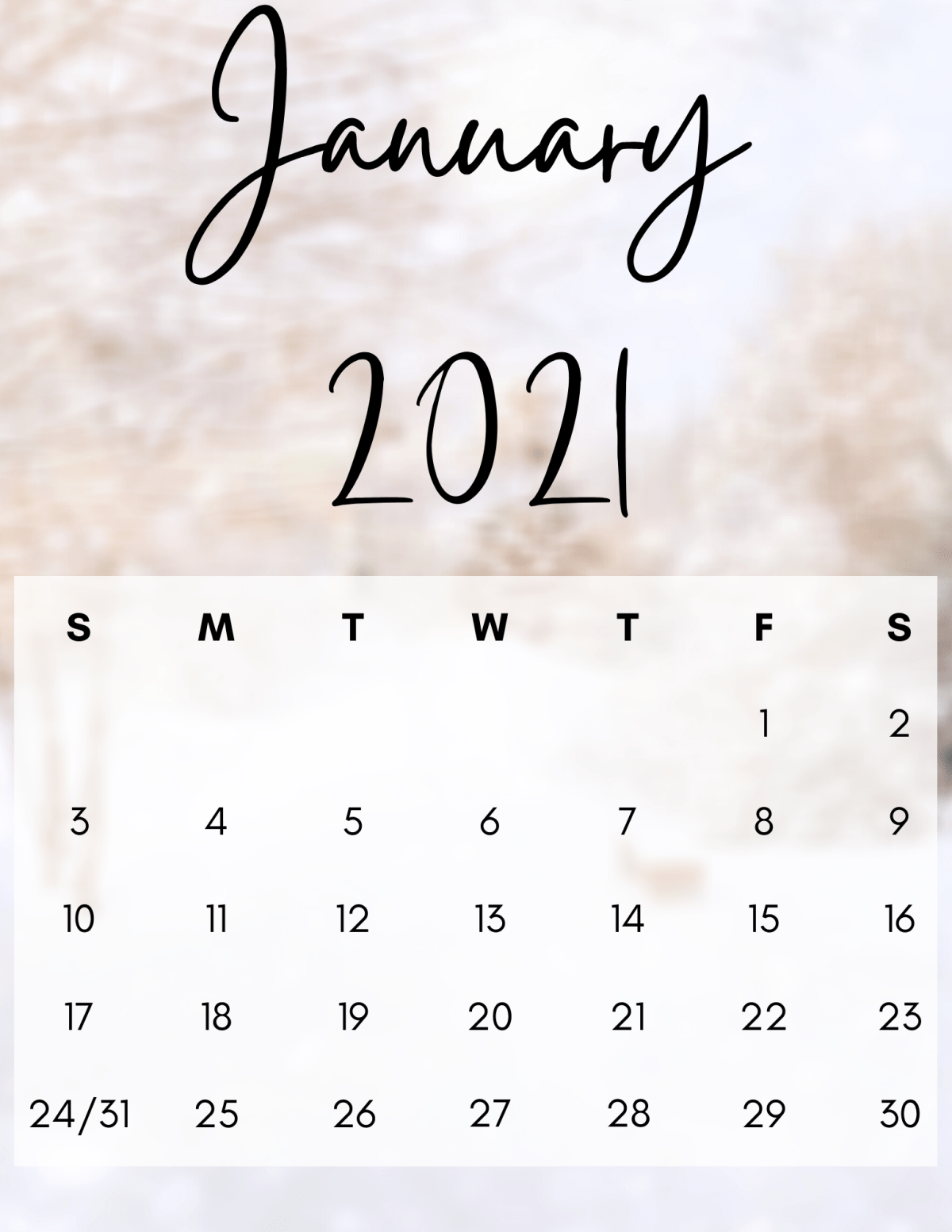 January 2021 Calendar: 10 Free Printable Designs! – KorraShay.com