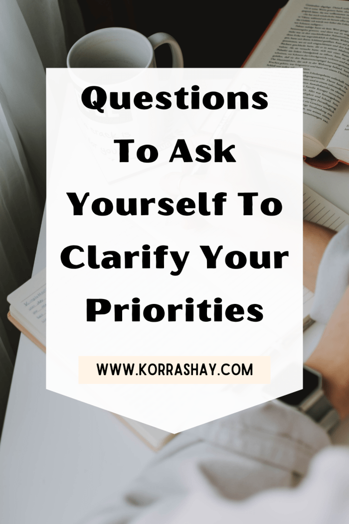 Questions To Ask Yourself To Clarify Your Priorities – KorraShay.com